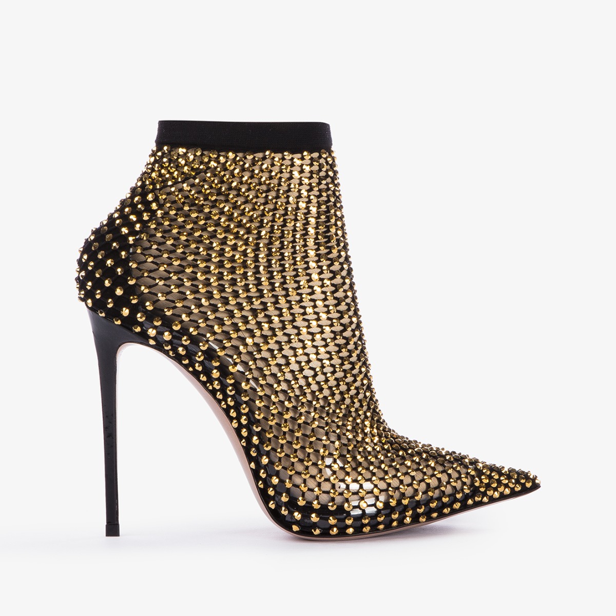 Black fishnet ankle boot and gold Crystals - Le Silla