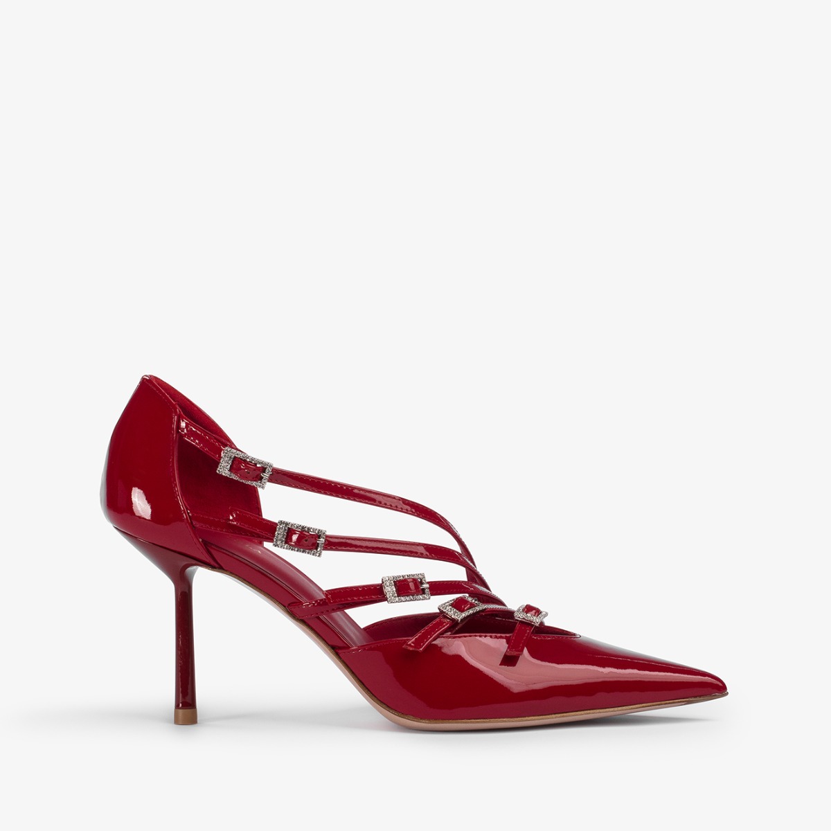 Red patent leather pump with straps - Le Silla