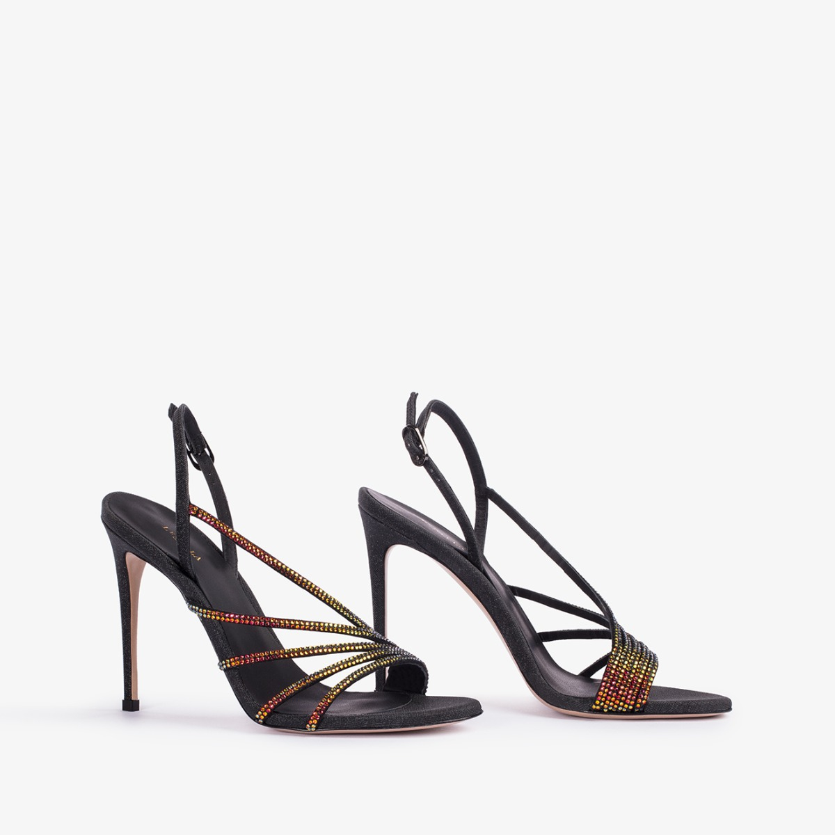 Black glitter sandal with iridescent Crystals - Le Silla